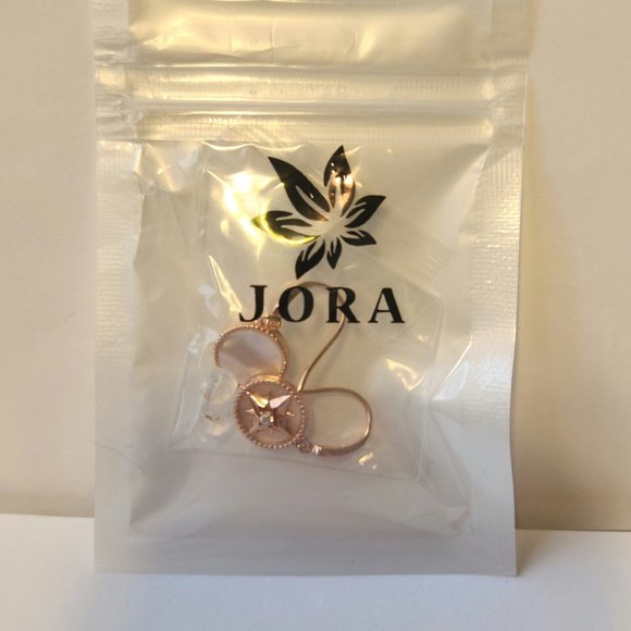 Jora | Jewelry | Rose Gold Starburst Drop Earrings With Black Stretch ...
